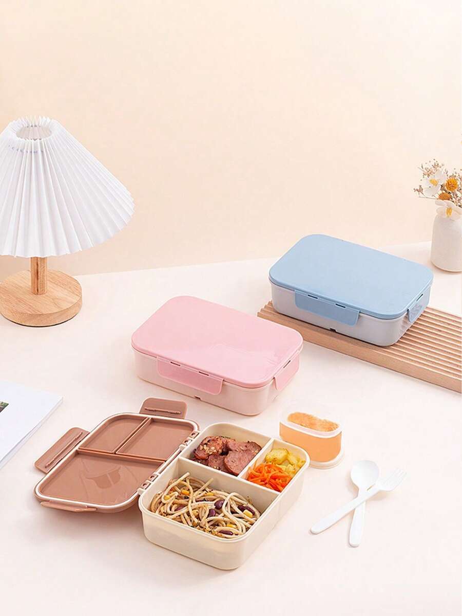 1pc 1200ml Divided Flip Lunch Box, Microwaveable, Plastic Leak-Proof ...