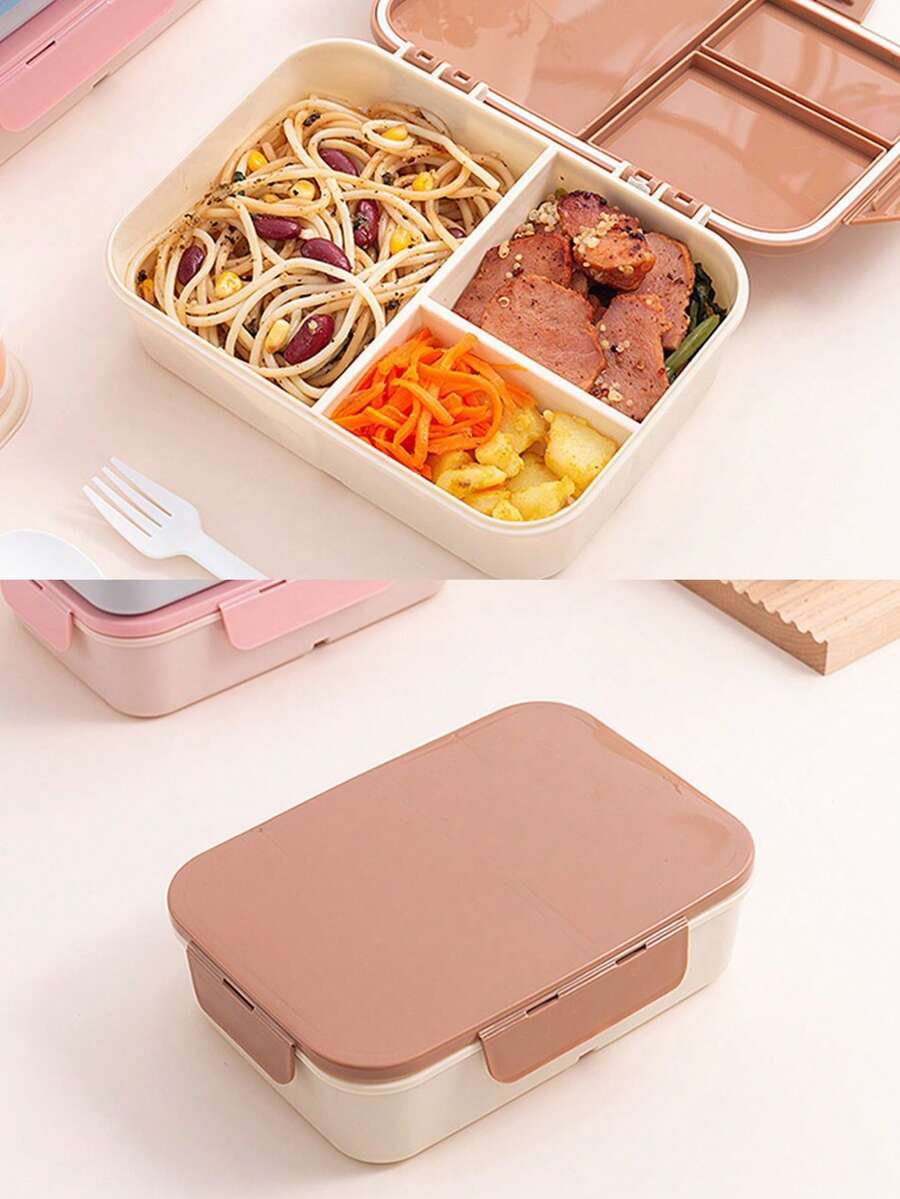 1pc 1200ml Divided Flip Lunch Box, Microwaveable, Plastic Leak-Proof ...