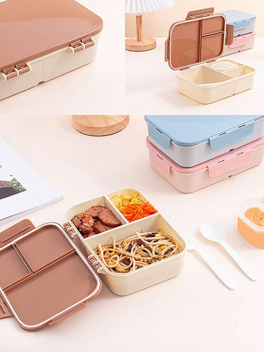 1pc 1200ml Divided Flip Lunch Box, Microwaveable, Plastic Leak-Proof ...