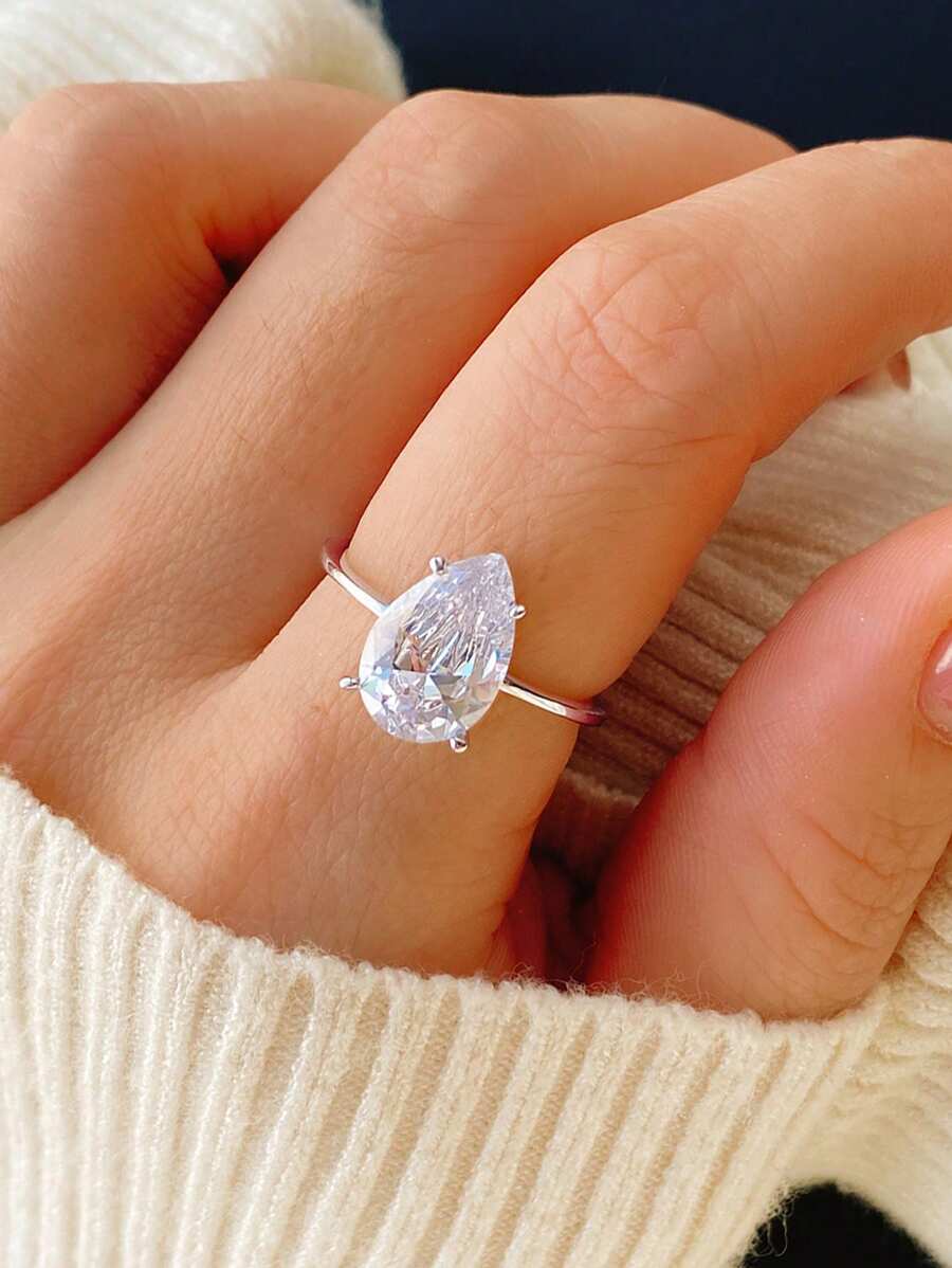 Classic Sparkling Zirconia S925 Adjustable Opening Fashion Wedding Ring, Engagement & Marriage ...