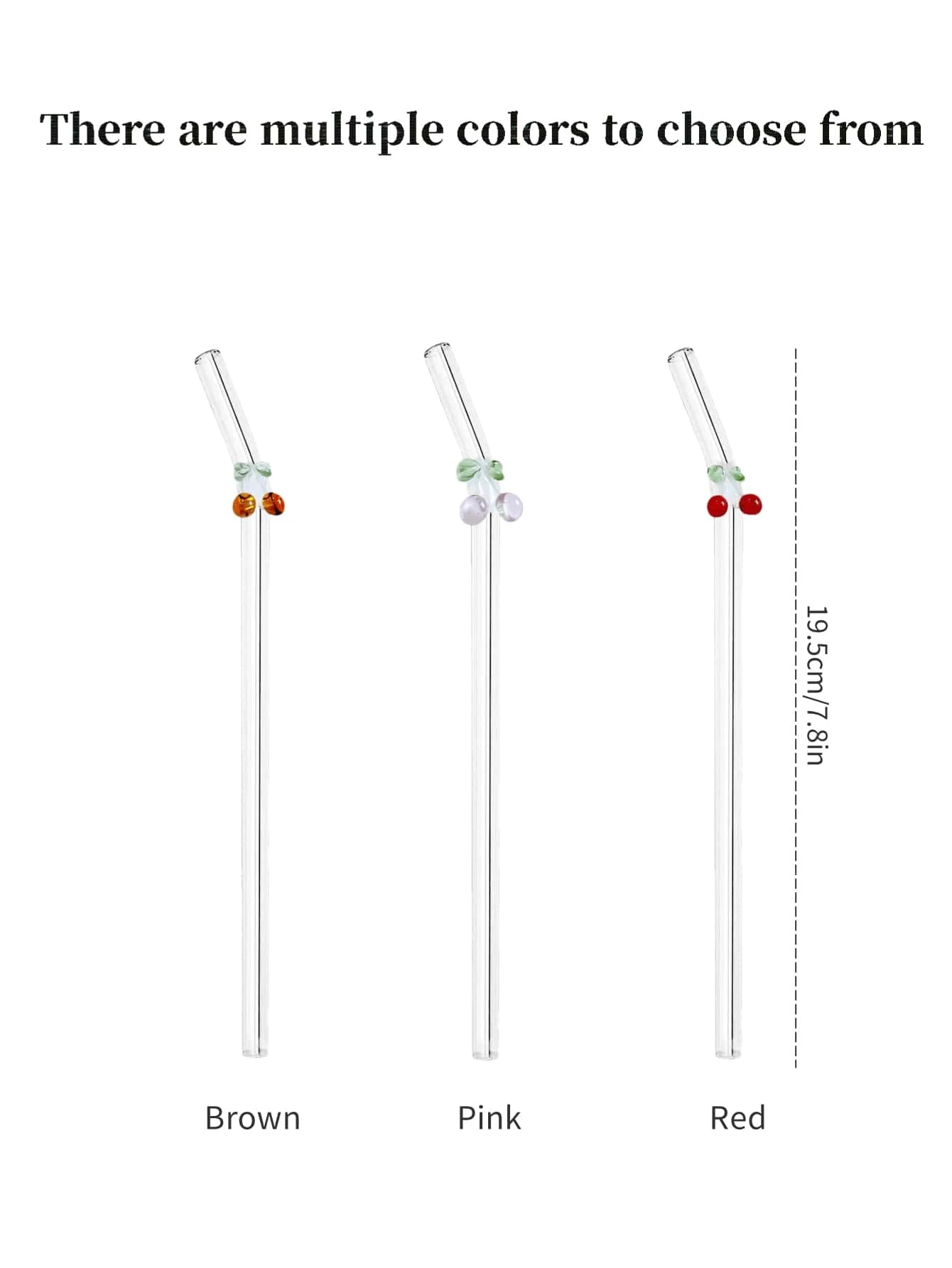 Joivida 1/2pcs Heat-Resistant Glass Straw With Red Cherry Design, Anti ...