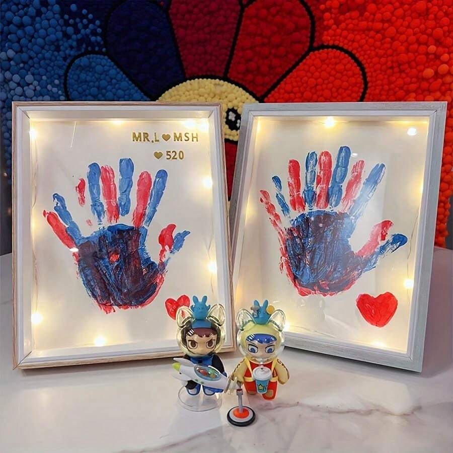 Couple Handprint Frame Oil Painting Pigment DIY Handmade Printing Mud ...