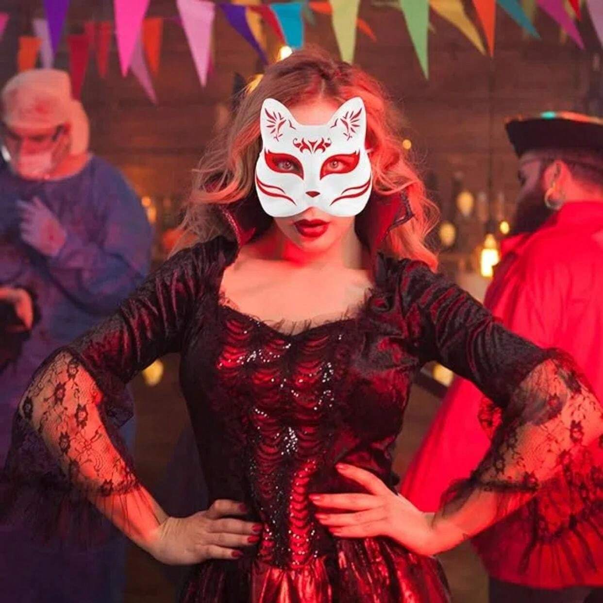 3 Pieces DIY White Paper Fox Mask Fox Blank Animal Dress Up Mask Plain ...