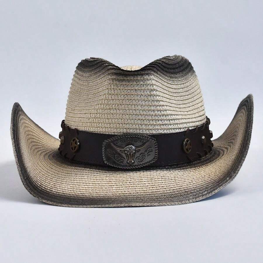 Western Style Straw Hat For Men Summer Cooling Beach Sun Hat Outdoor ...