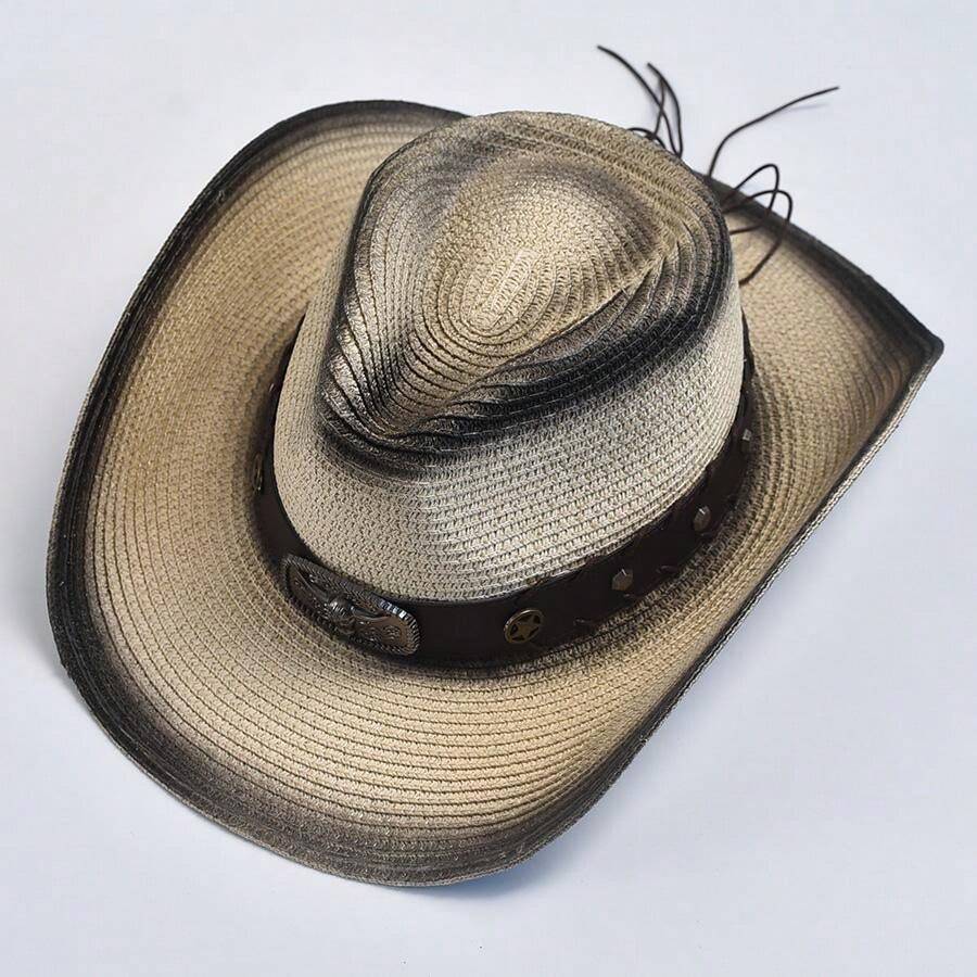 Western Style Straw Hat For Men Summer Cooling Beach Sun Hat Outdoor ...