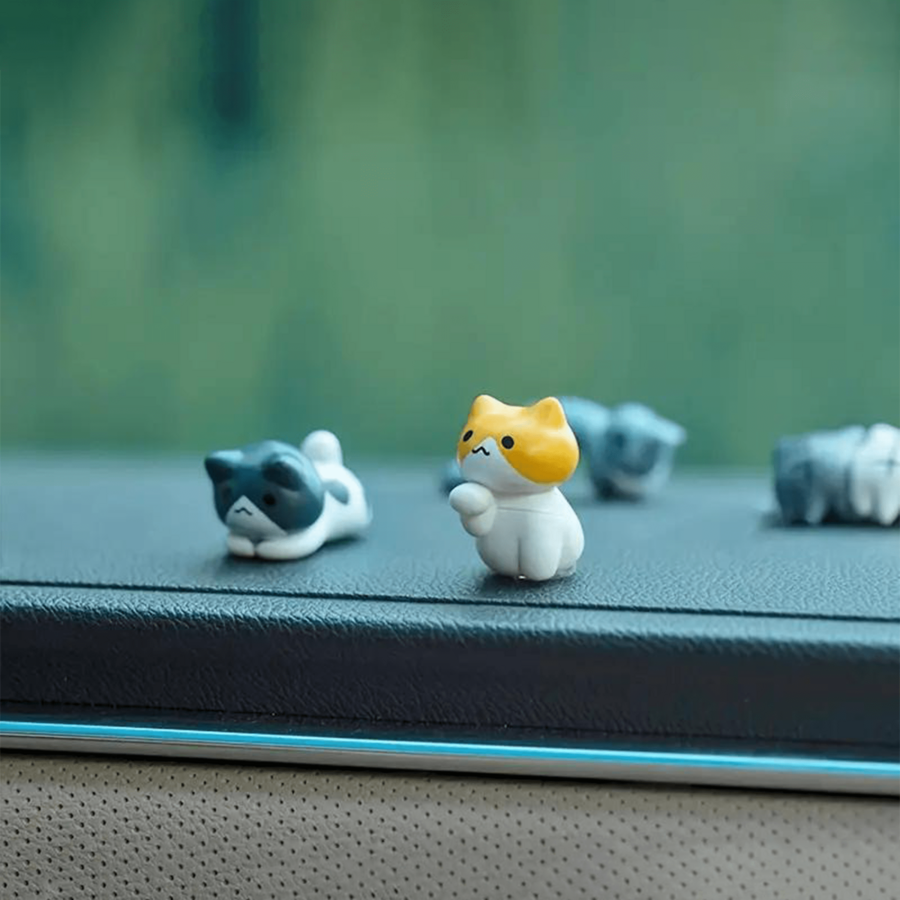 6pcs Adorable Cartoon Cat Figurines - Vibrant Screen Edge & Car Decor - Versatile Display ...