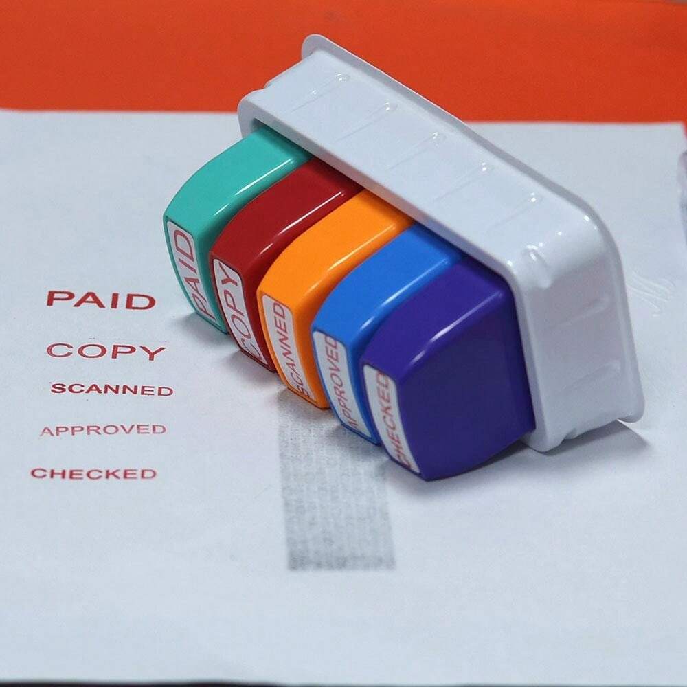 5pcs PAID COPY SCANNED APPROVED CHECKED Rubber Stamps, Office Supplies ...