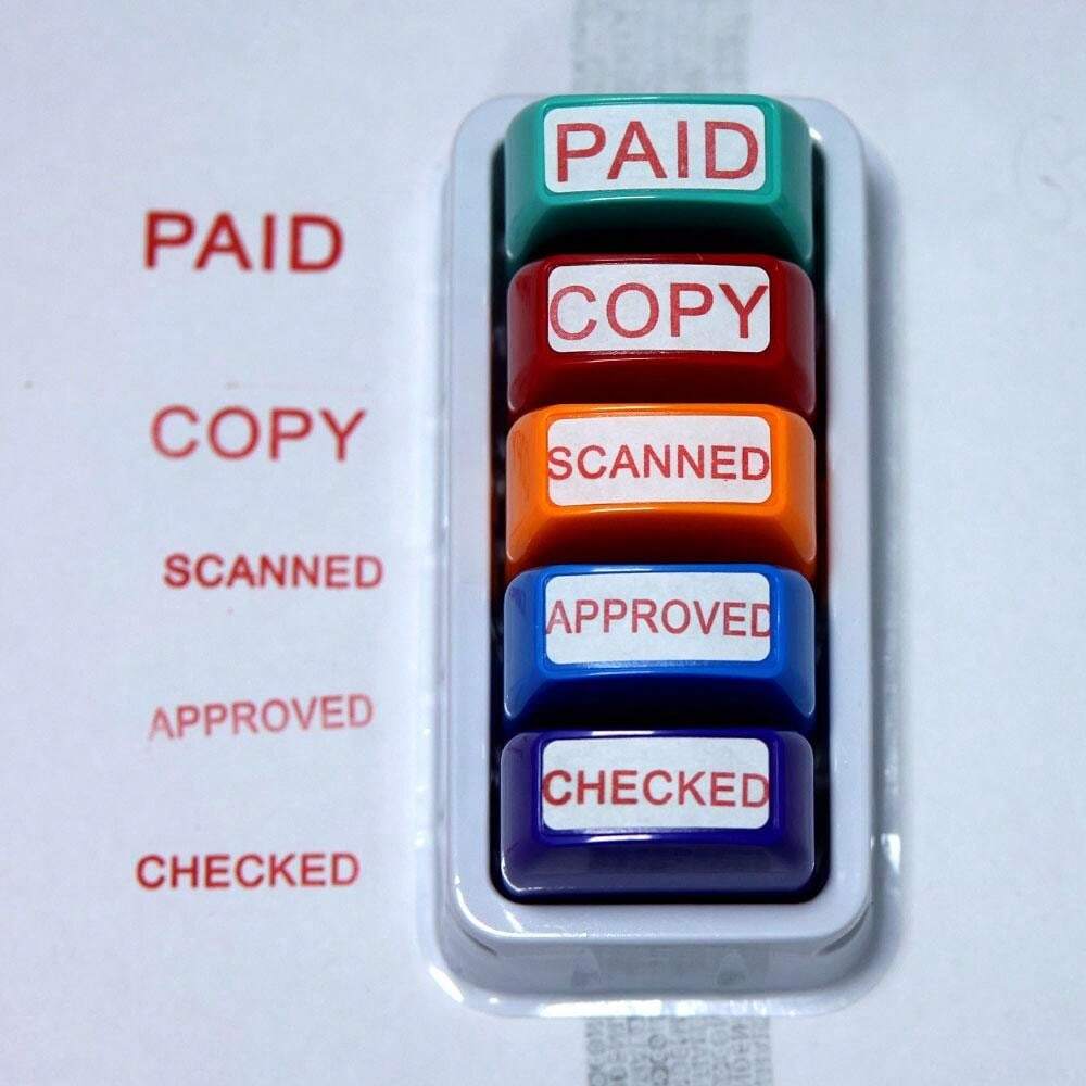 5pcs PAID COPY SCANNED APPROVED CHECKED Rubber Stamps, Office Supplies ...