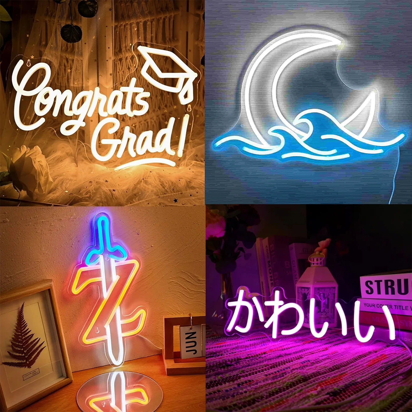 Congrats Grad Neon Sign With Graduation Cap, Warm White Congrats Grad ...