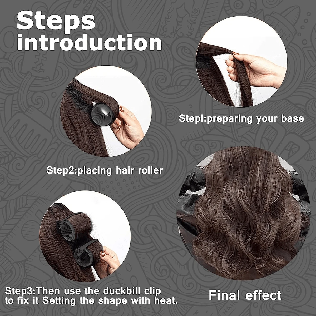 24pcs Natural Wave Hair Styling Kit, Including 12pcs Curling Rods And ...