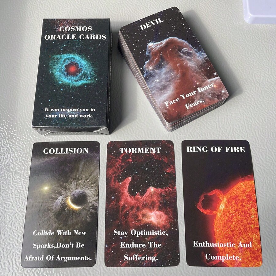 Cosmos Oracle Cards Keywords Prophecy Divination Deck 64-Cards English ...