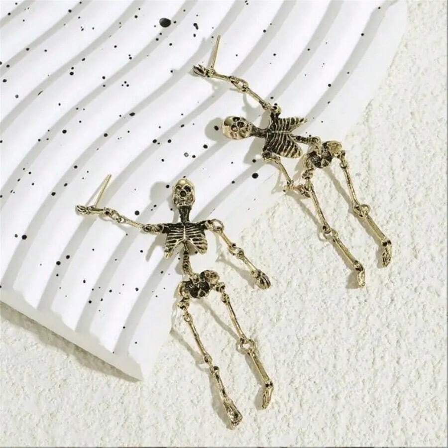 1 Pair Of Vintage Exaggerated Halloween Skull Earrings For Women ...