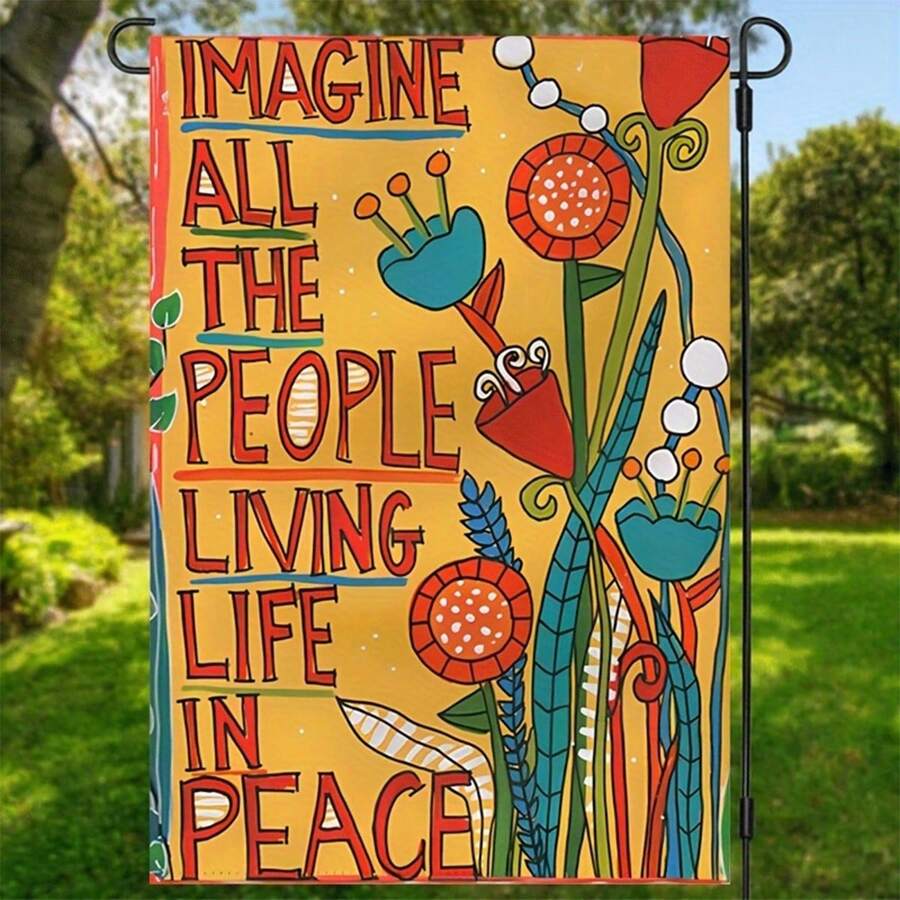 Imagine All The People Living Life In Peace Garden Flag, Double-Sided ...