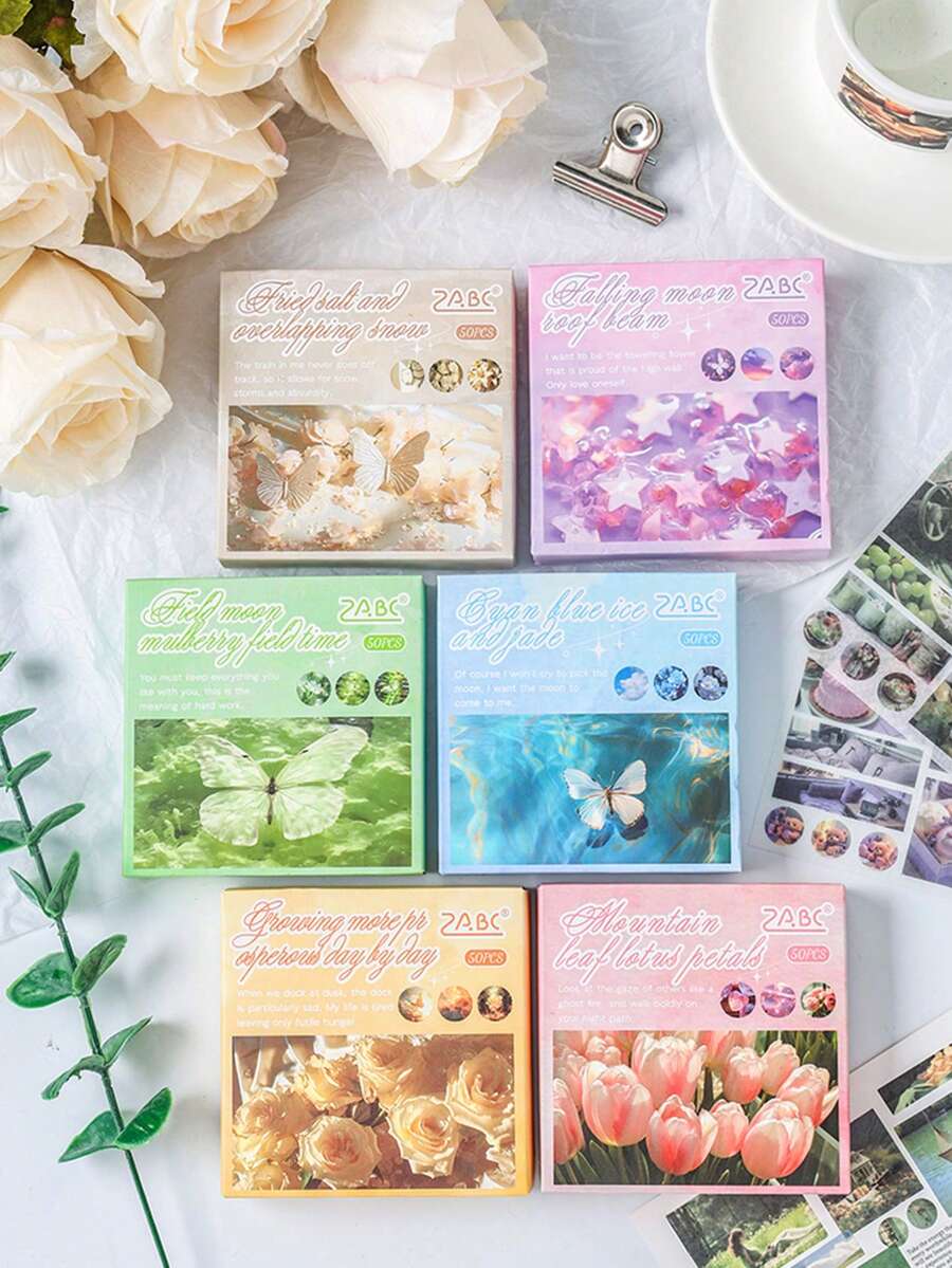 50pcs/Pack Boxed Stickers With Floating Style Writing And Drawing, For ...