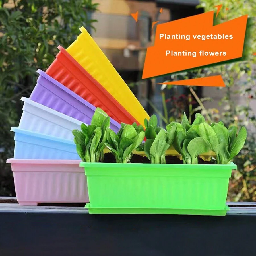 Colorful Rectangular Flowerpot - Vegetable Growing Box Large Capacity ...