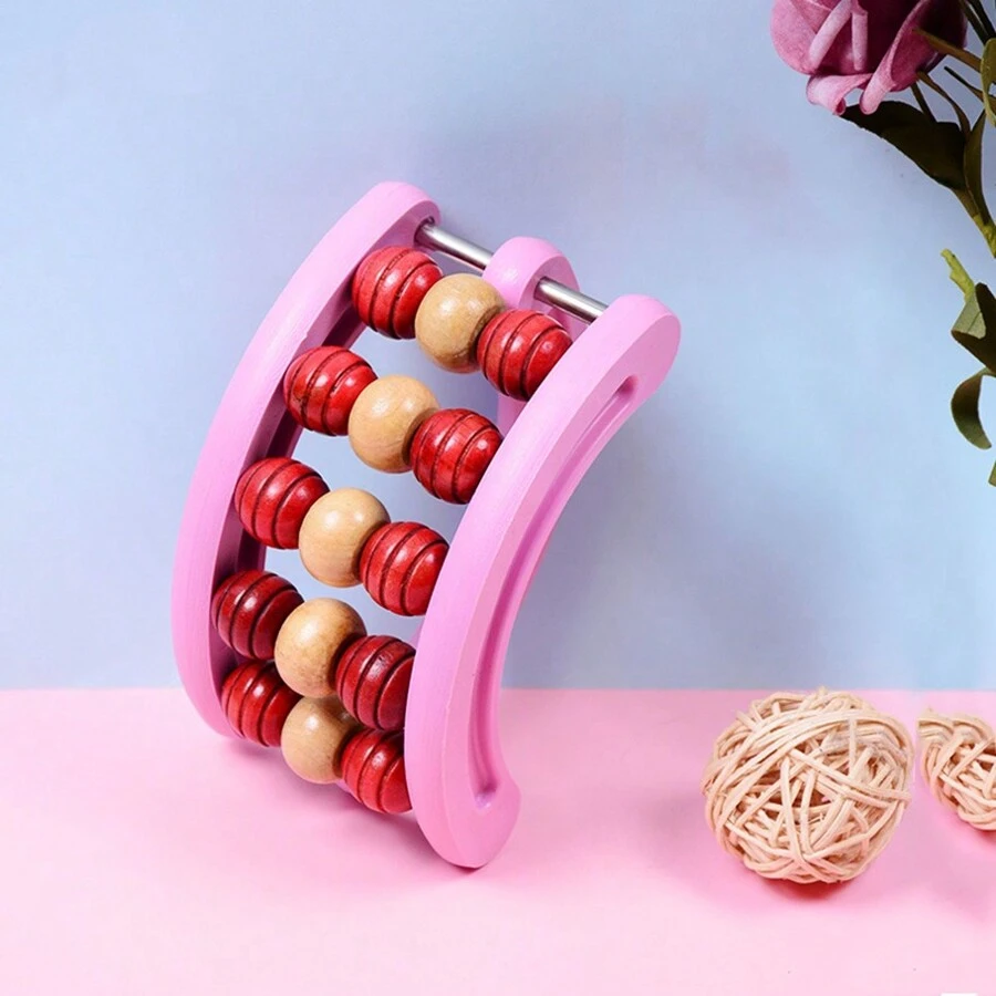 Wooden Massage Roller With Beaded Wheels For Full Body Massage, Back ...