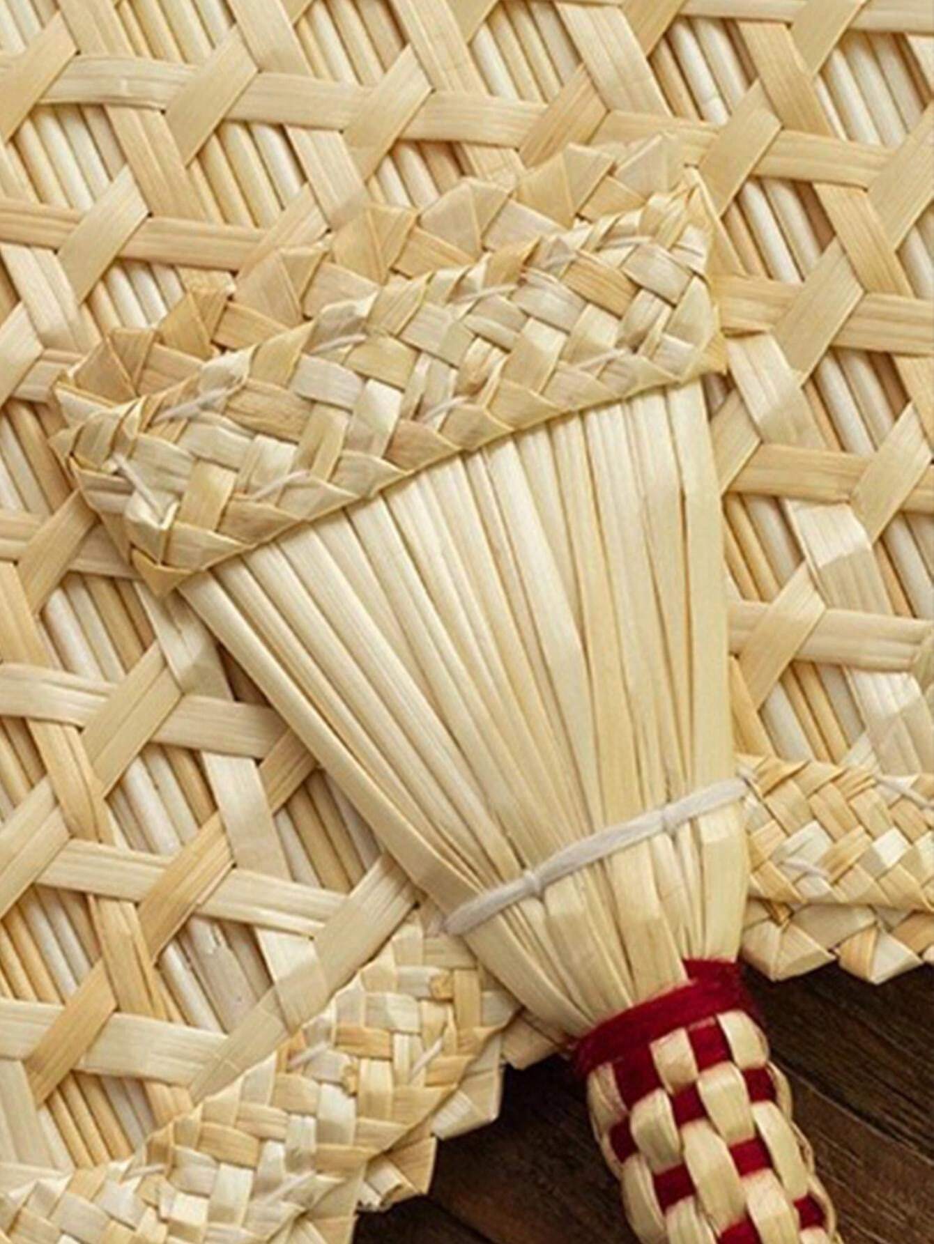 Handmade Natural Wheat Straw Fan, Vintage Hand-Woven Handheld Fan With ...