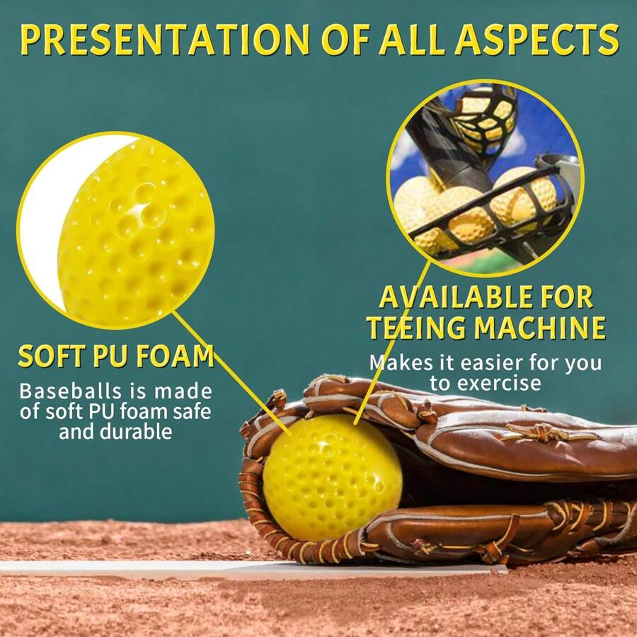 Softballs 12 Pack Yellow Dimpled Softballs, 12-Inch Pitching Machine ...