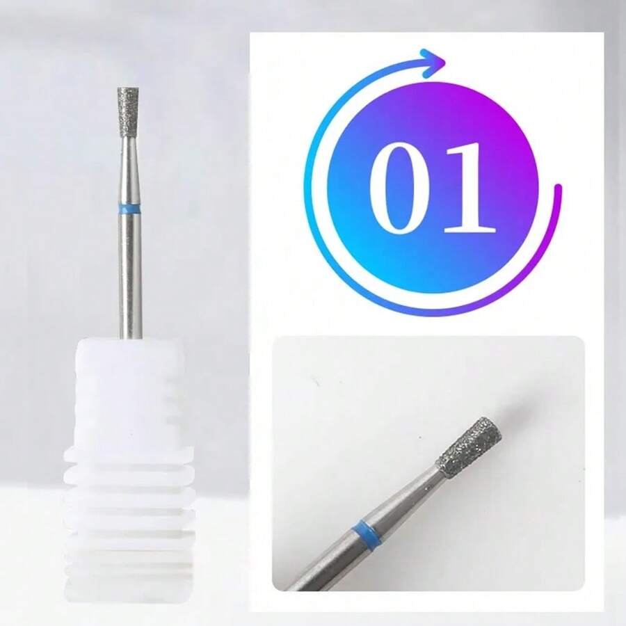 3pcs Cuticle Drill Bit For Nails Small Tapered Efile Bit Diamond Flat ...