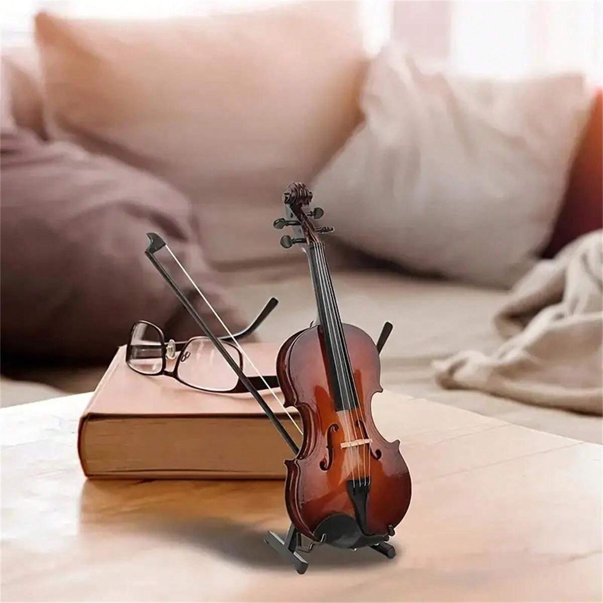 One Set Beautifully Crafted Miniature Wooden Violin Kit: Violin Stand ...