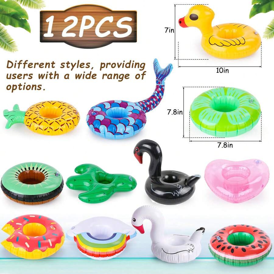 12PCS Inflatable Drink Holder, Floats Inflatable Cup Coasters Pool ...