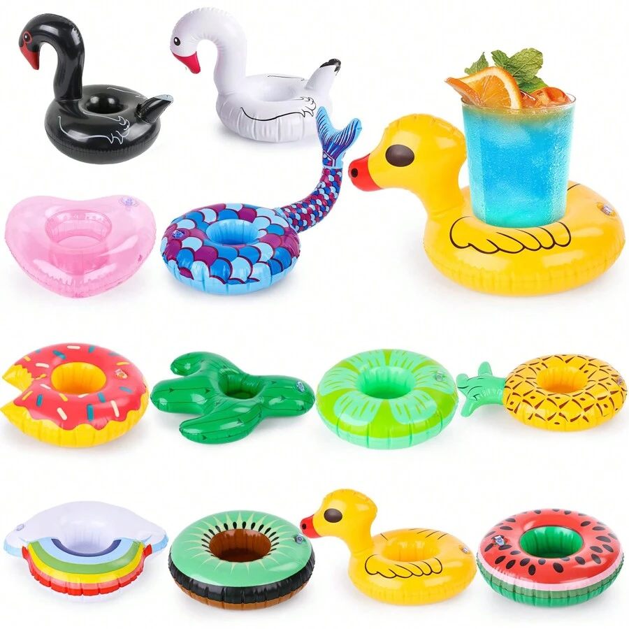 12PCS Inflatable Drink Holder, Floats Inflatable Cup Coasters Pool ...