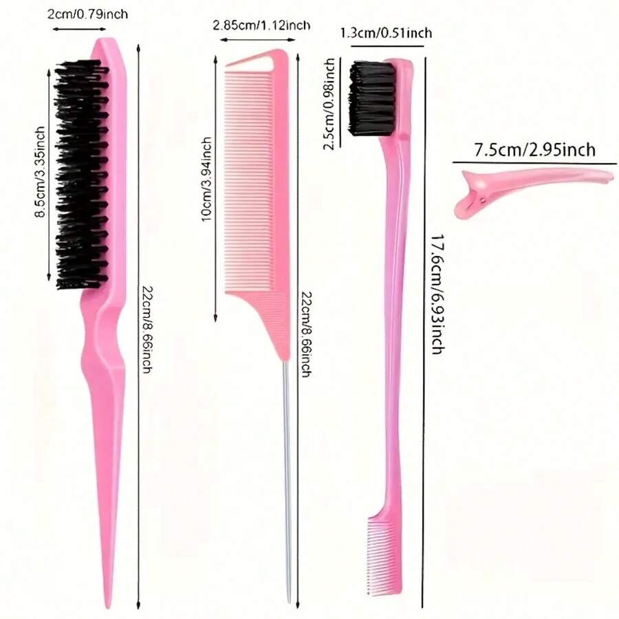 12 Pieces Hair Brush Set, Nylon Teasing Hair Brushes 3 Row Salon ...