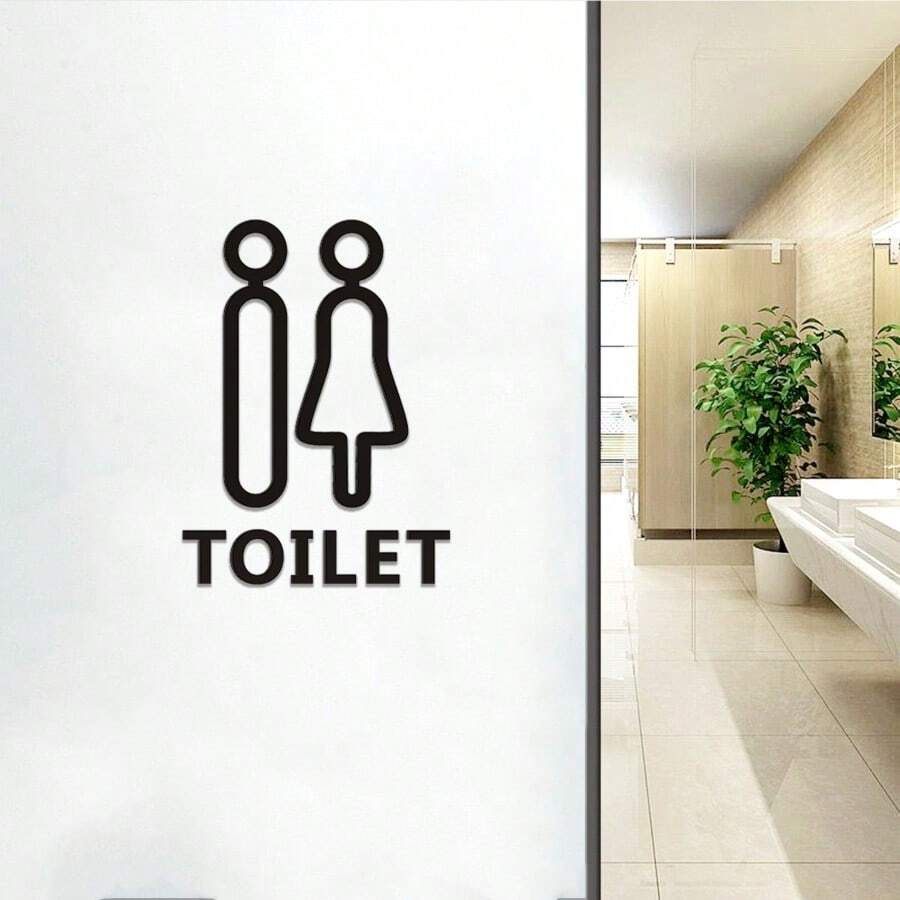 Acrylic Bathroom Door Signage Toilet Plate Men Women Washroom Sign WC ...