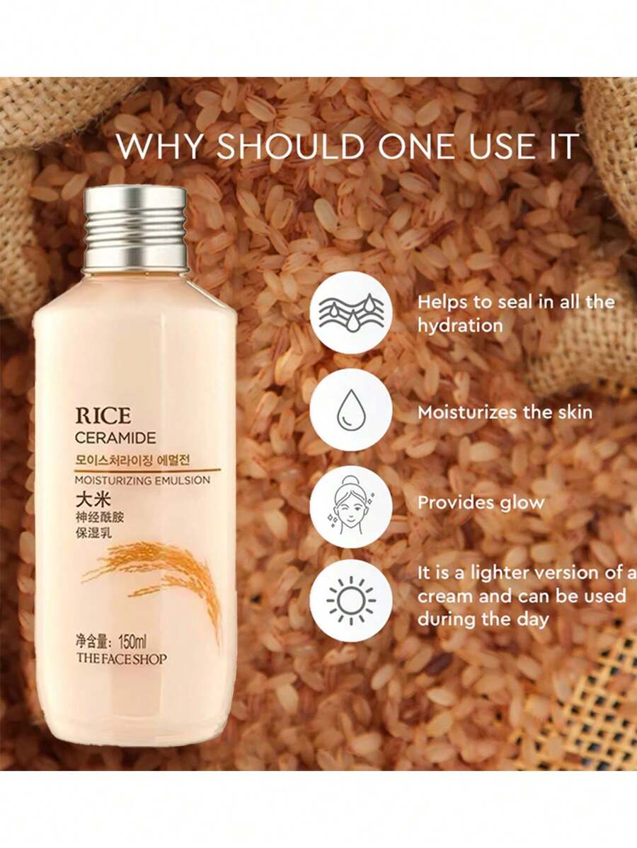 The Face Shop Emulsione idratante alla ceramide del riso | Emulsione delicata per schiarire la ...