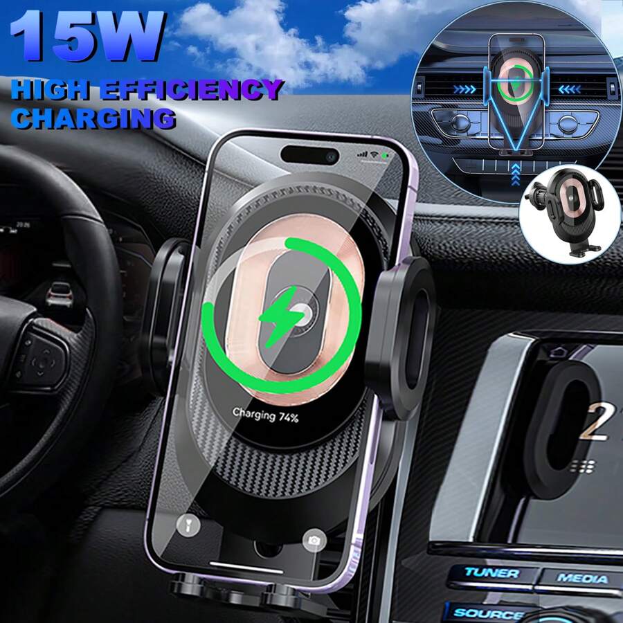 15W Wireless Car Charger With Clip Arm Quick Charger With Touch Sensor ...
