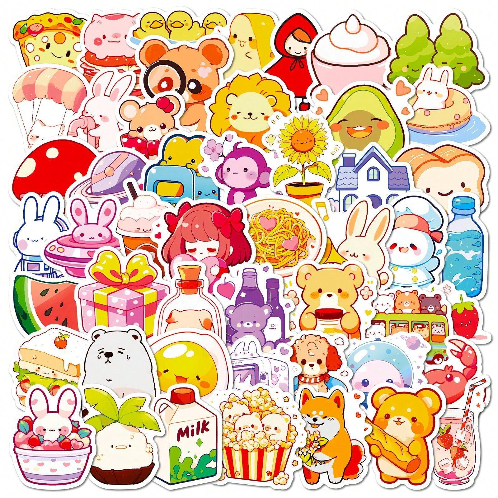 50pcs Cute Japanese-Style Cartoon Food & Animal Sticker For Children ...