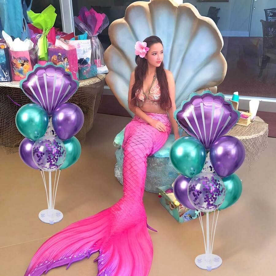 Ocean Theme Mermaid Aluminum Foil Balloon Table Float Set, Mermaid ...