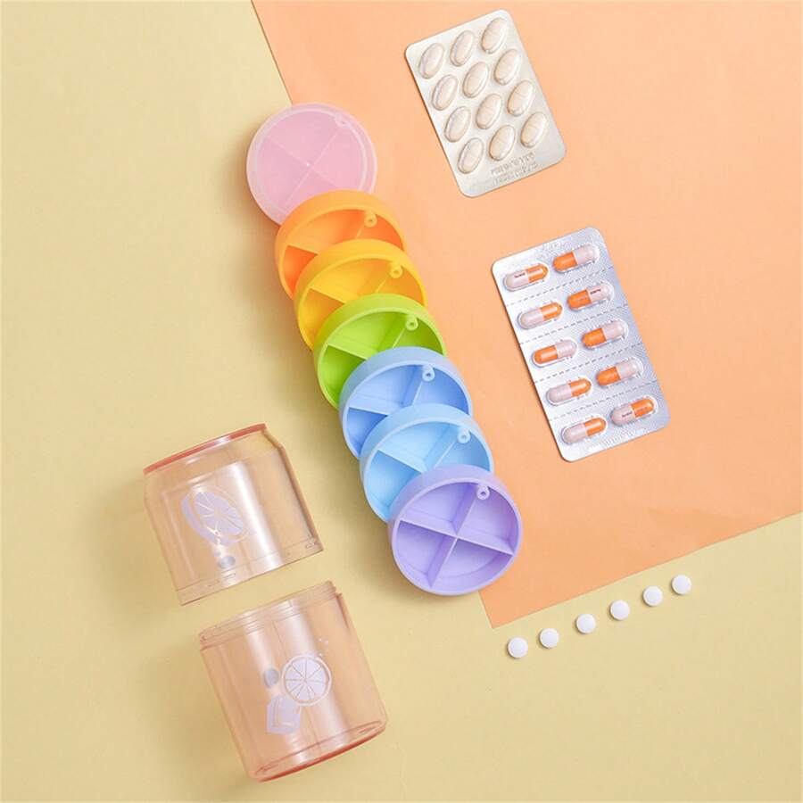 Portable 7-Day Pill Box, Weekday Labeled, Mini Travel Size Medication ...