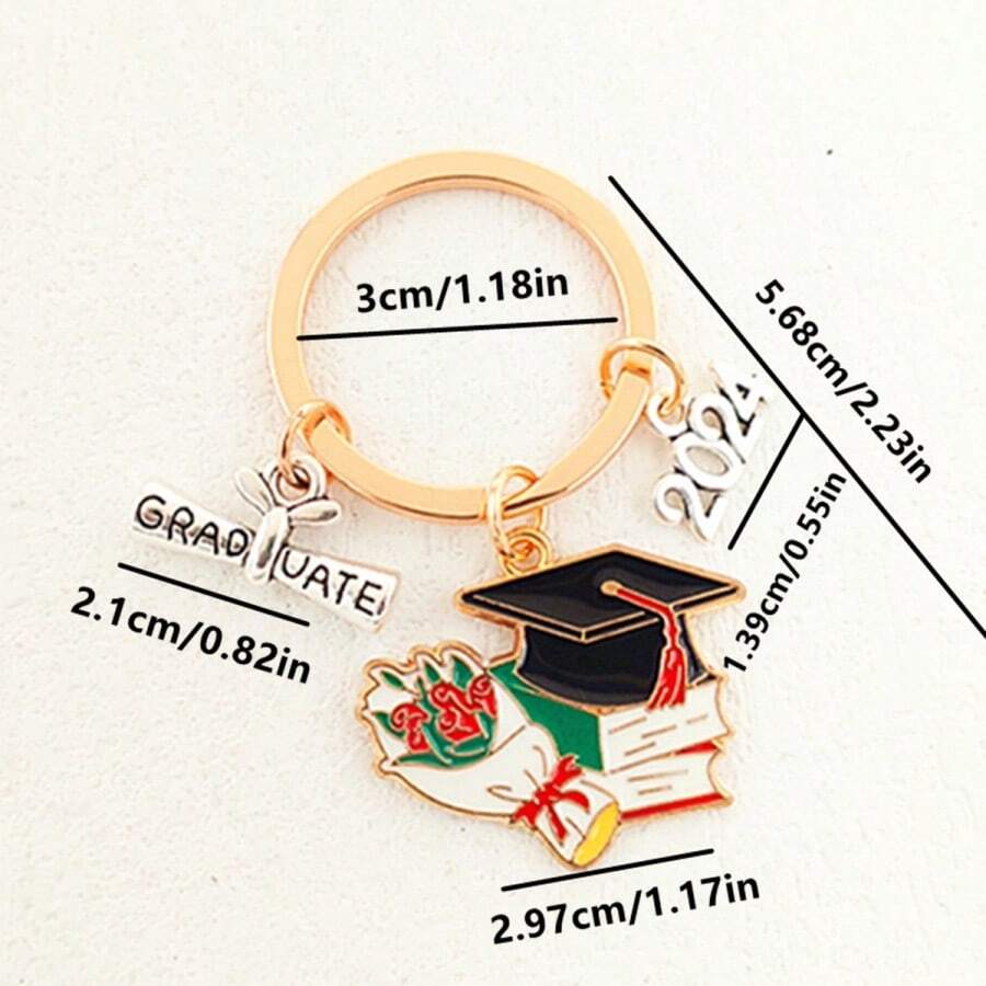 1pc Unisex 2024 Graduation Keychain, Enamel Bachelor Cap Shaped ...