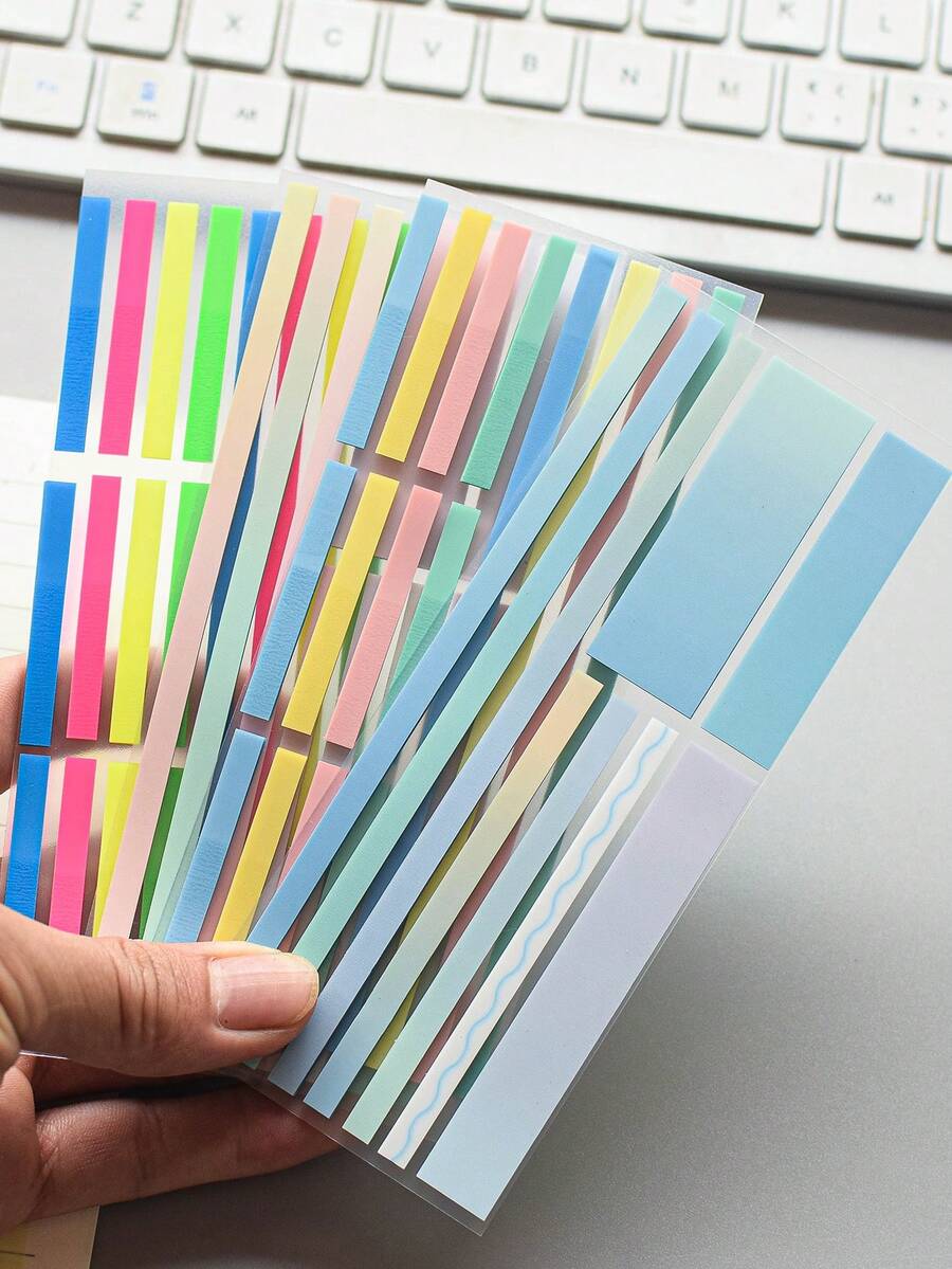 4 Rolls Of PET Sticky Note Strips, Moroccan Color Memo Labels, Plastic ...