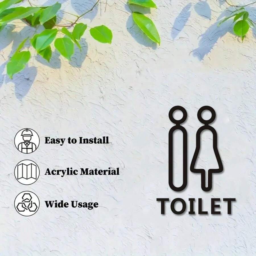 Acrylic Bathroom Door Signage Toilet Plate Men Women Washroom Sign WC ...