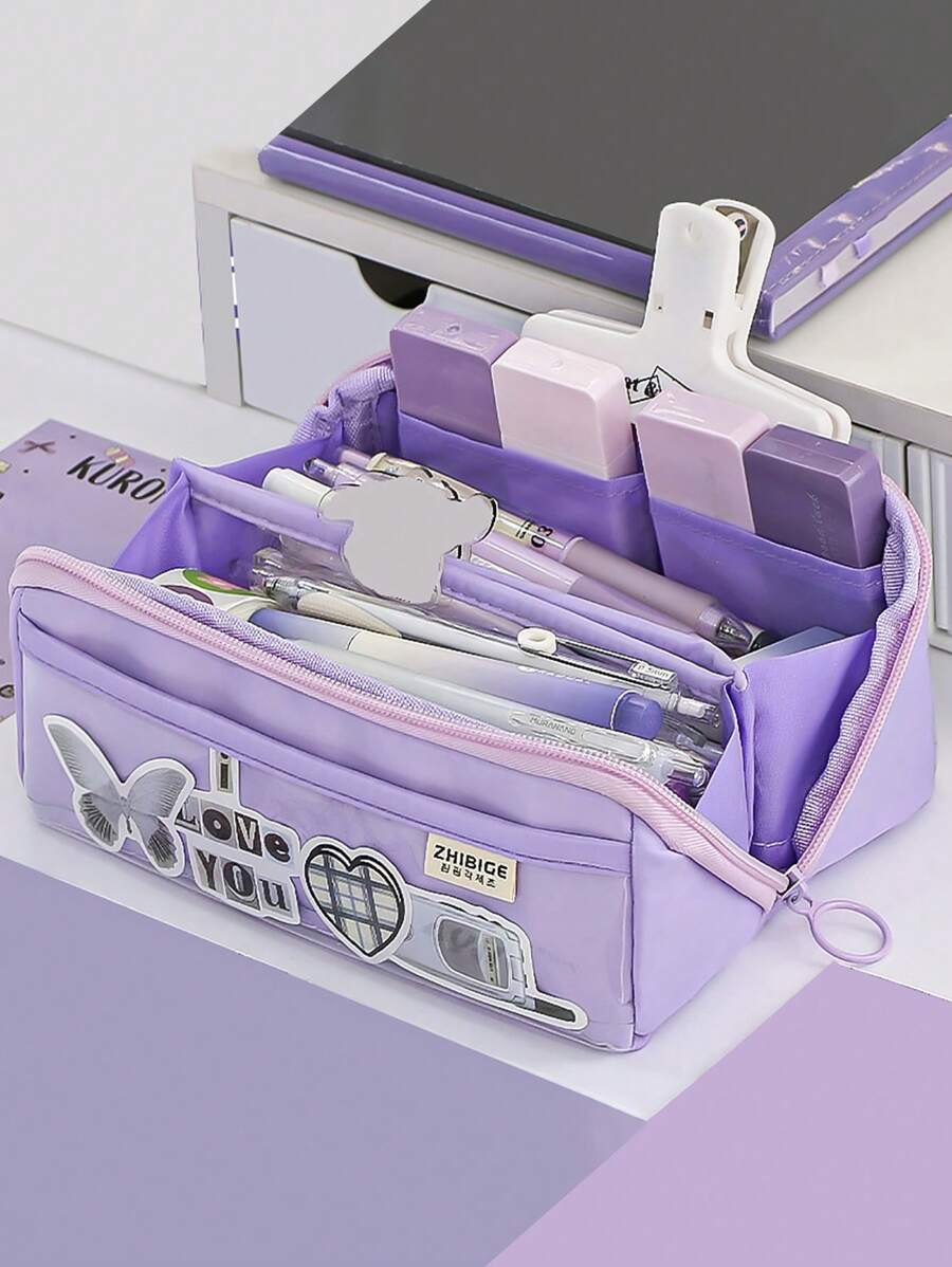 1pc Modern 10-Layer Prism Pencil Pouch, Japanese Style Large Capacity ...