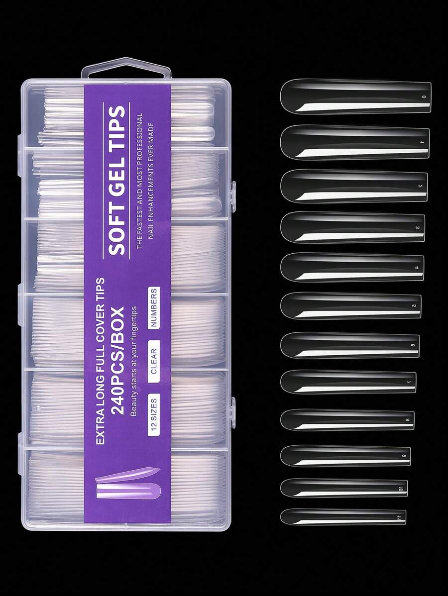 240Pcs Xxl False Nails Super Long Ballerina Nails Press On Nail Full ...