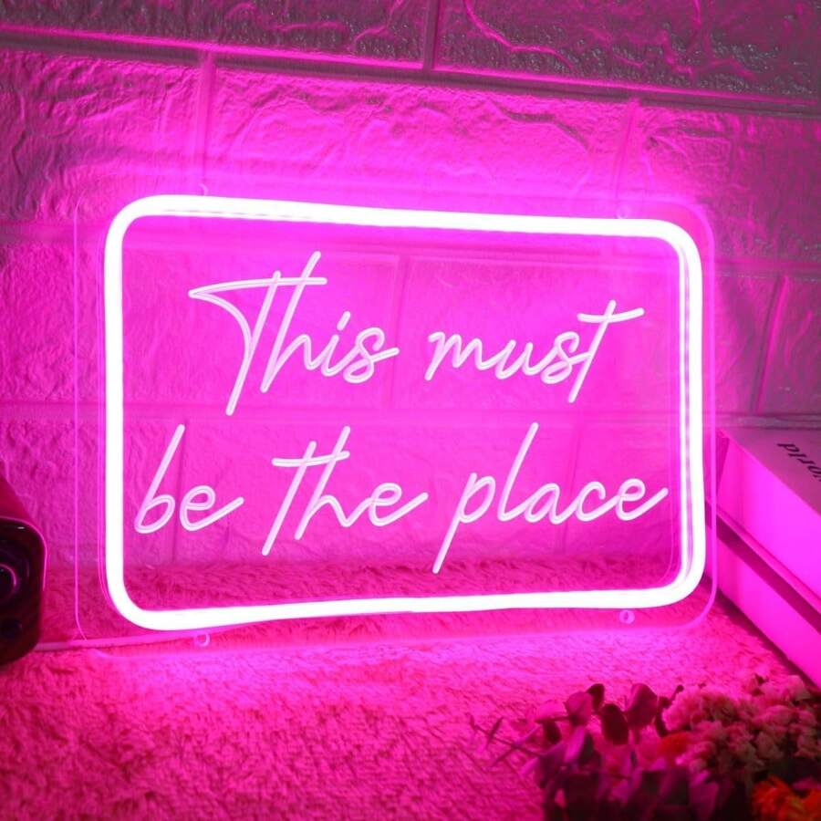 Custom Neon Sign, Customizable Wall Decor With Rectangular Back Plate ...