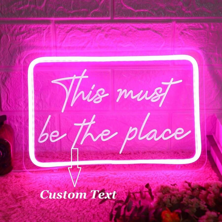 Custom Neon Sign, Customizable Wall Decor With Rectangular Back Plate ...