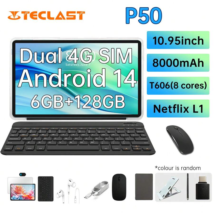 TECLAST Tablet Teclast P50 2024 Unisoc T606 8-Core 1.6GHz/6GB RAM/128GB ROM/10.95 polegadas 1280 ...