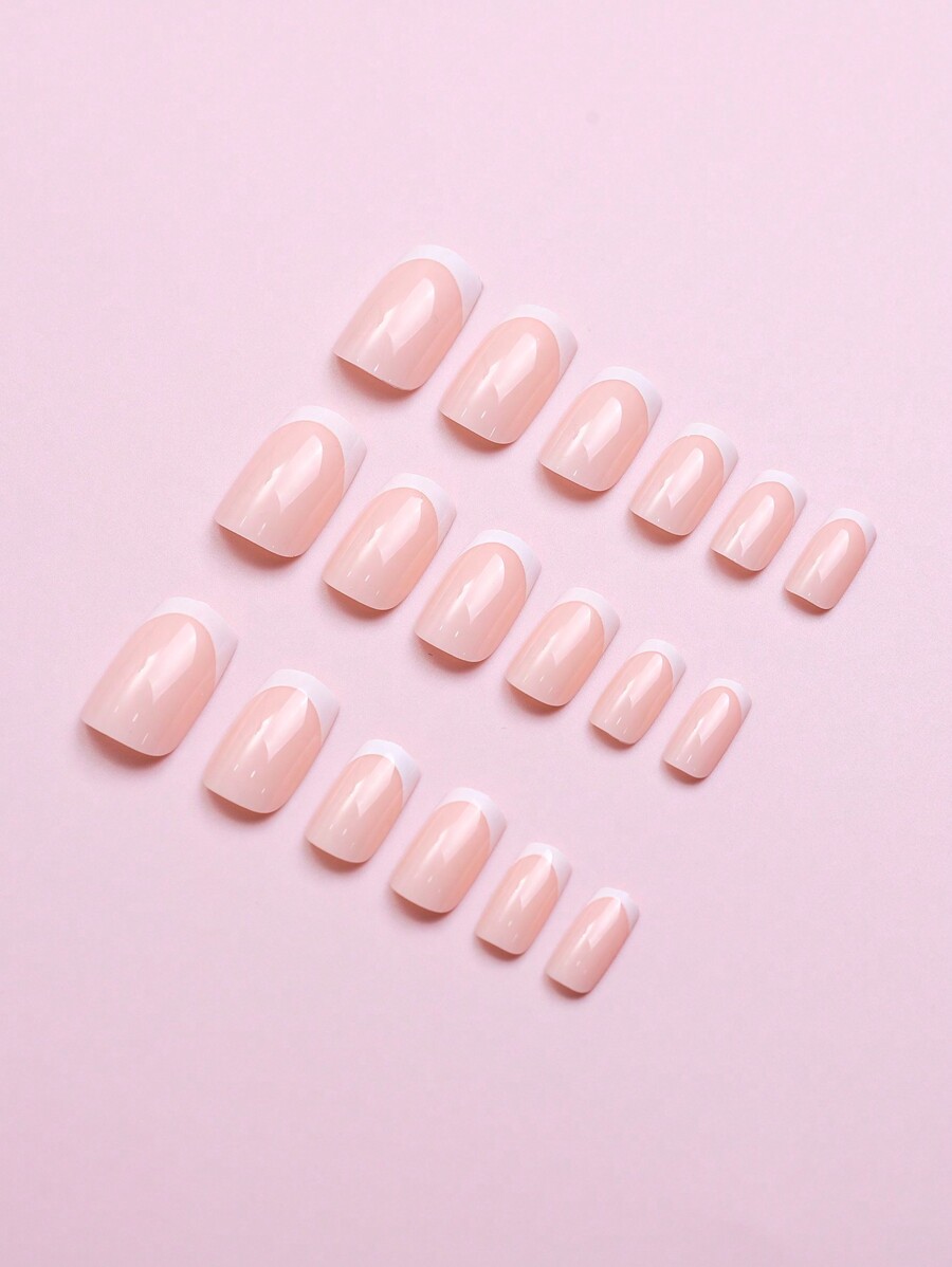 240pcs Press-On Nails Short French Fake Nails Full Coverage Rectangular ...