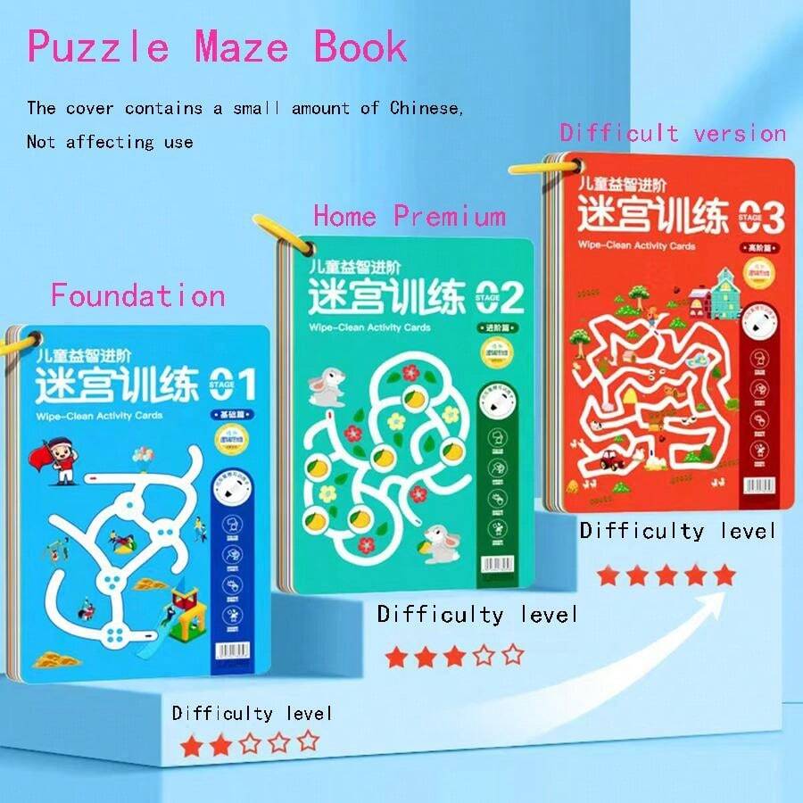64pcs Children's Educational Maze Workbook, Reusable Mazes, Boy And ...