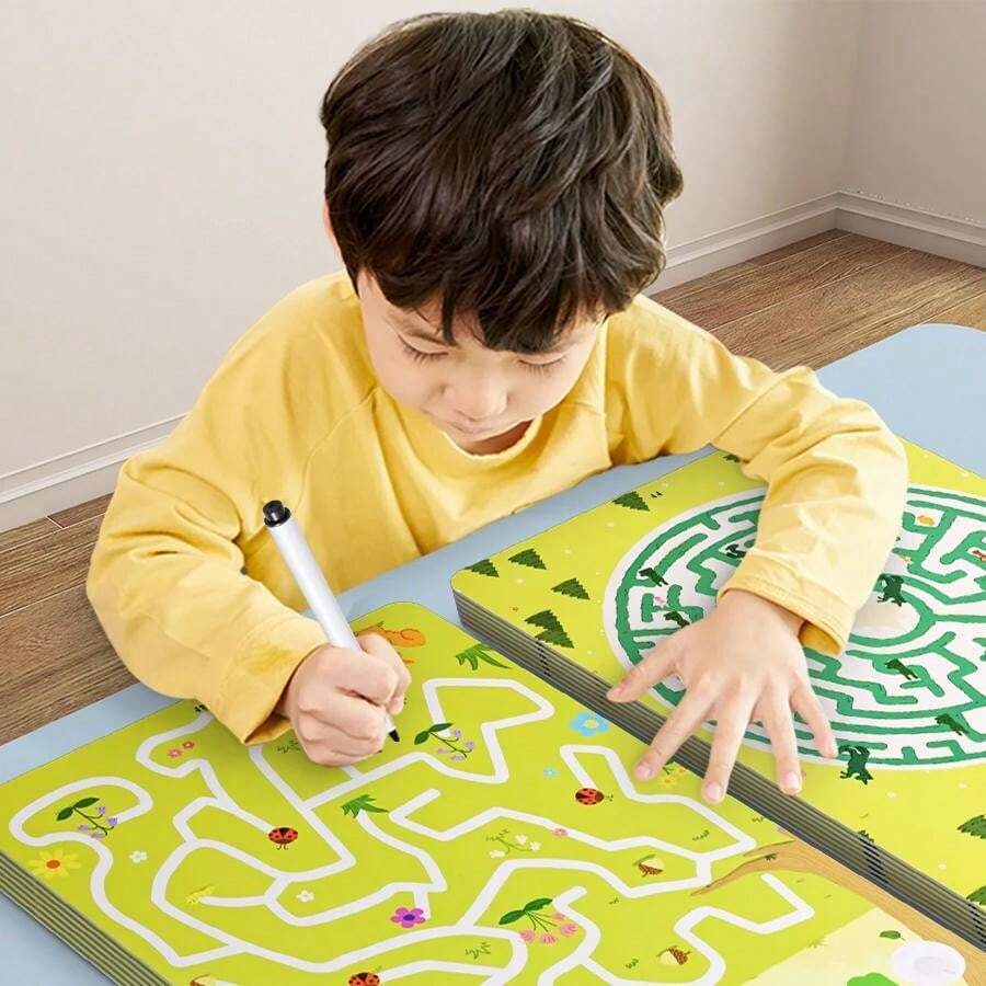 64pcs Children's Educational Maze Workbook, Reusable Mazes, Boy And ...