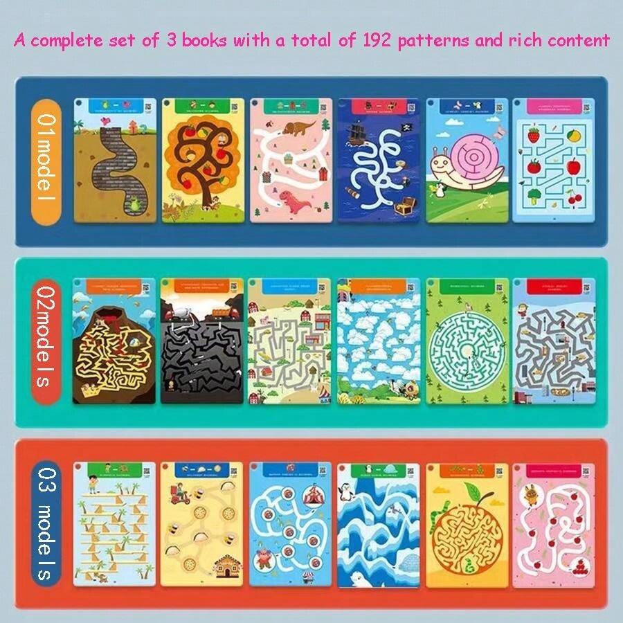 64pcs Children's Educational Maze Workbook, Reusable Mazes, Boy And ...