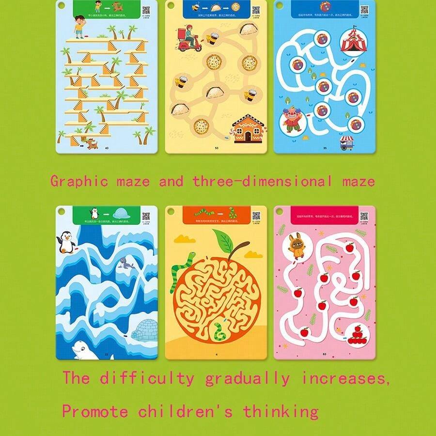 64pcs Children's Educational Maze Workbook, Reusable Mazes, Boy And ...