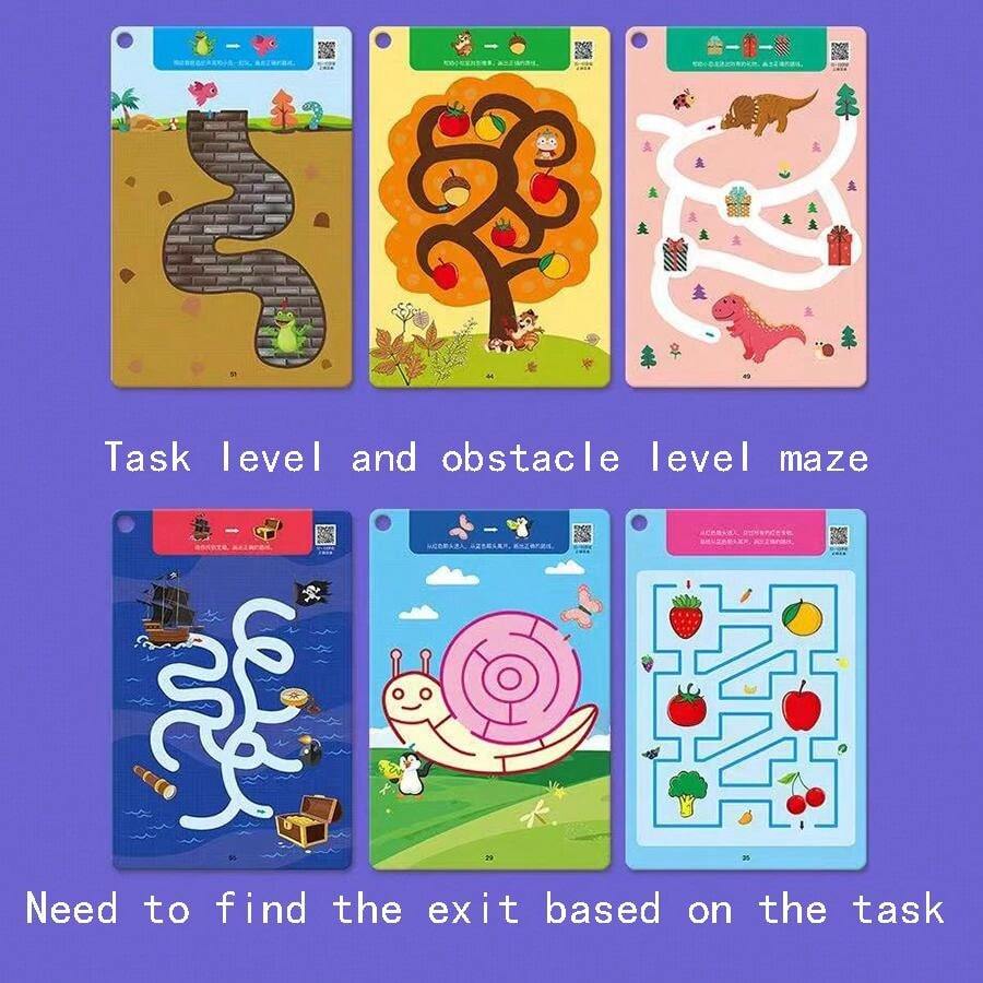 64pcs Children's Educational Maze Workbook, Reusable Mazes, Boy And ...