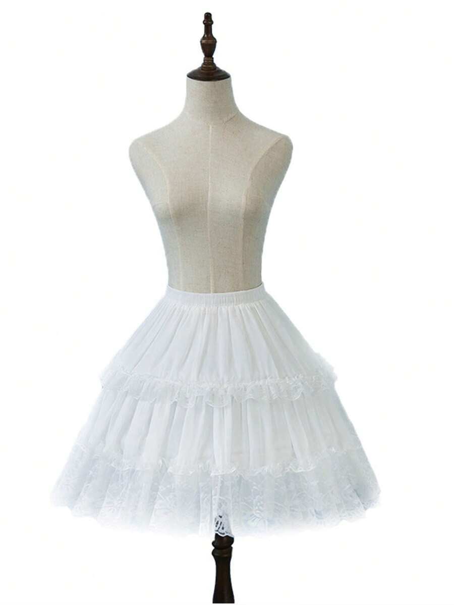 Girls Skirt Short Petticoat Cosplay Lace Fishbone Lolita Slip Liner ...