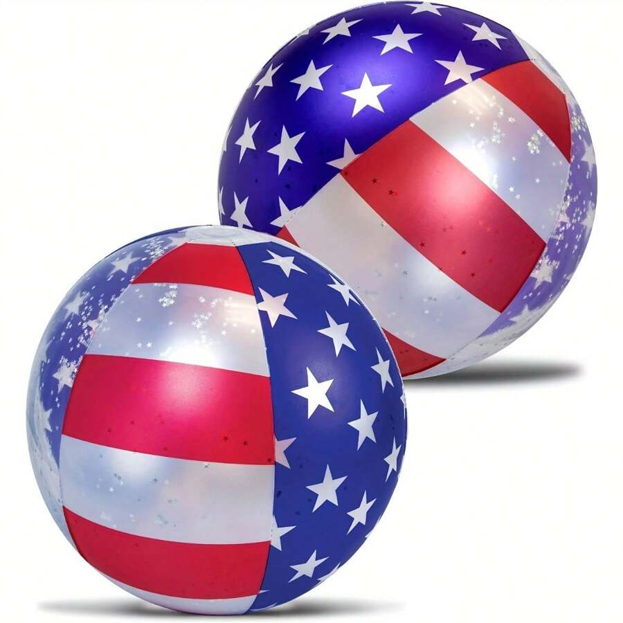 2-Pack Large 16 Inch Inflatable USA Flag Beach Balls - Durable ...