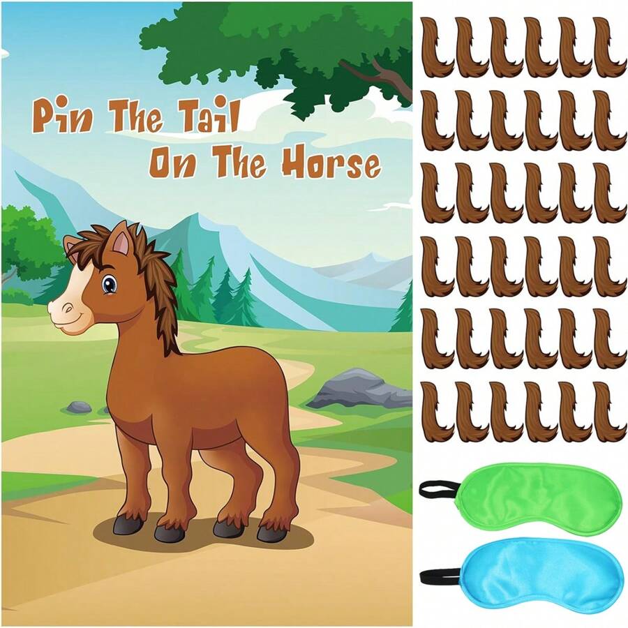 Pin The Tail On The Horse Game, Horse Themed Birthday Party Decorations ...